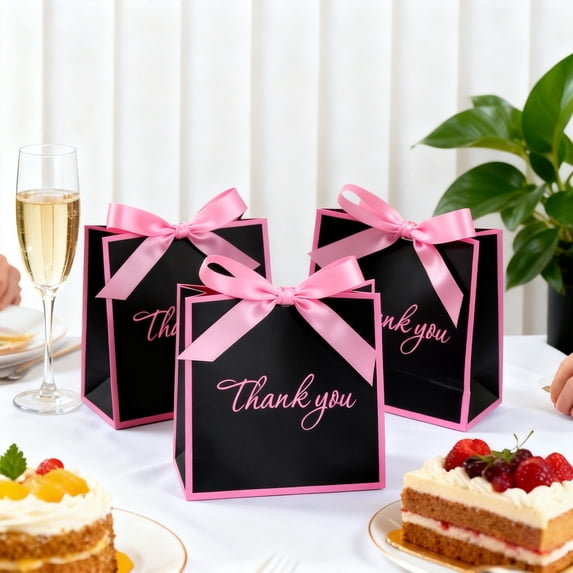 10 Stamping Bow Hand Bags Neckties Mini Gift Bags – Paper Party Favor ...