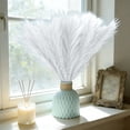10 Stems Artificial Pampas Grass, Fluffy Faux Dried Reed Plumes, Boho ...