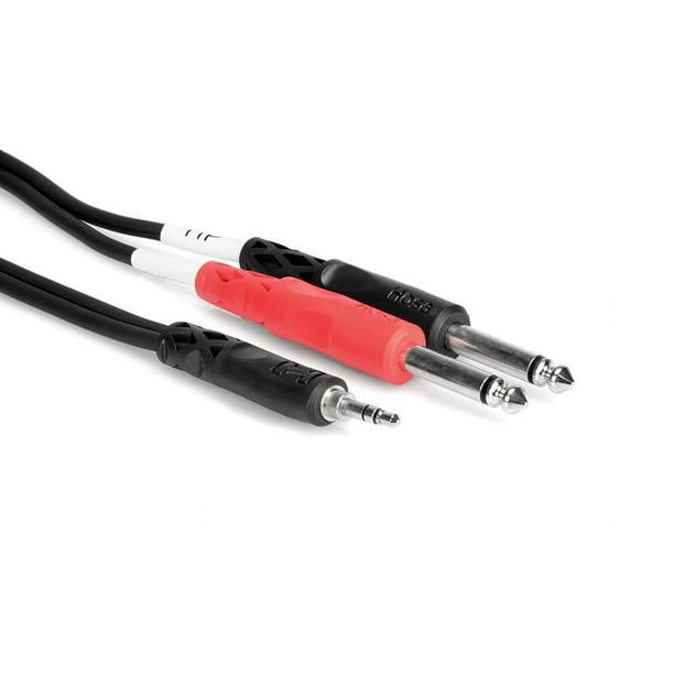 10' Stereo 3.5mm Mini Male to Two Mono -1/4" Phone Plugs, Breakout Y ...