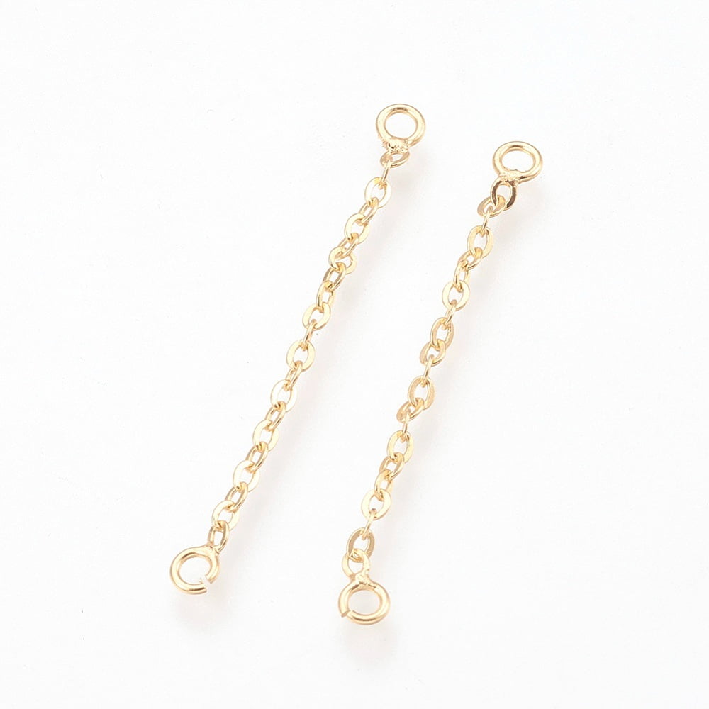 10 Strand Brass Chain Links connectors Nickel Free Real 18K Gold Plated ...