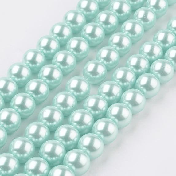 10 Strand Eco-Friendly Dyed Glass Pearl Round Beads Strands Grade A ...