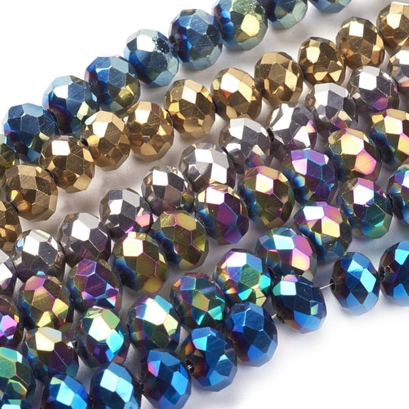 10 Strand Electroplate Glass Bead Strands Faceted Rondelle Mixed Color ...