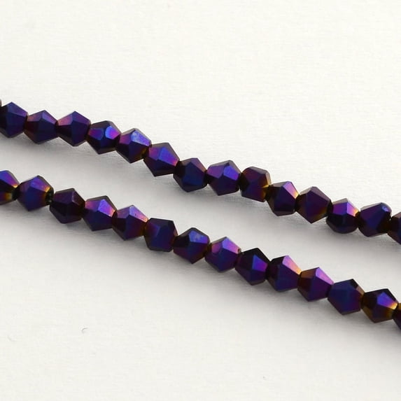 10 Strand Electroplate Glass Bead Strands Rainbow Plated Faceted Bicone ...
