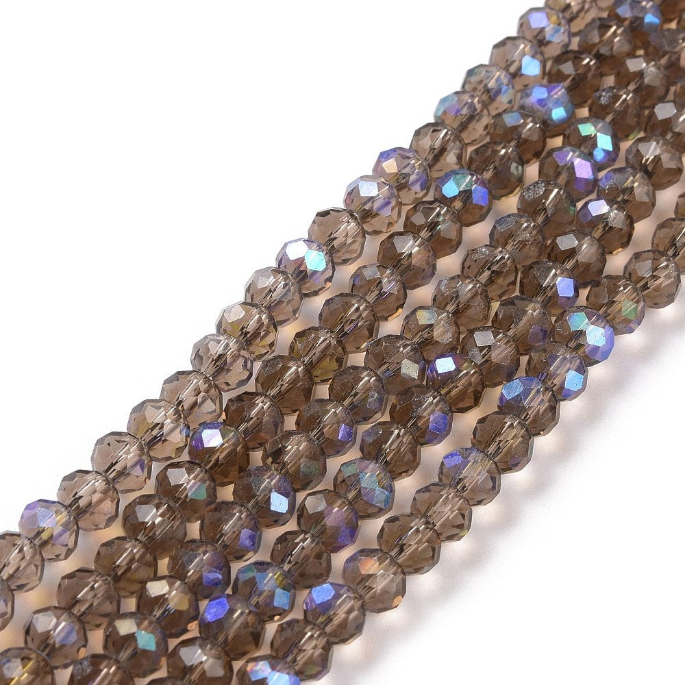 10 Strand Electroplate Glass Beads Strands Half Rainbow Plated Faceted ...