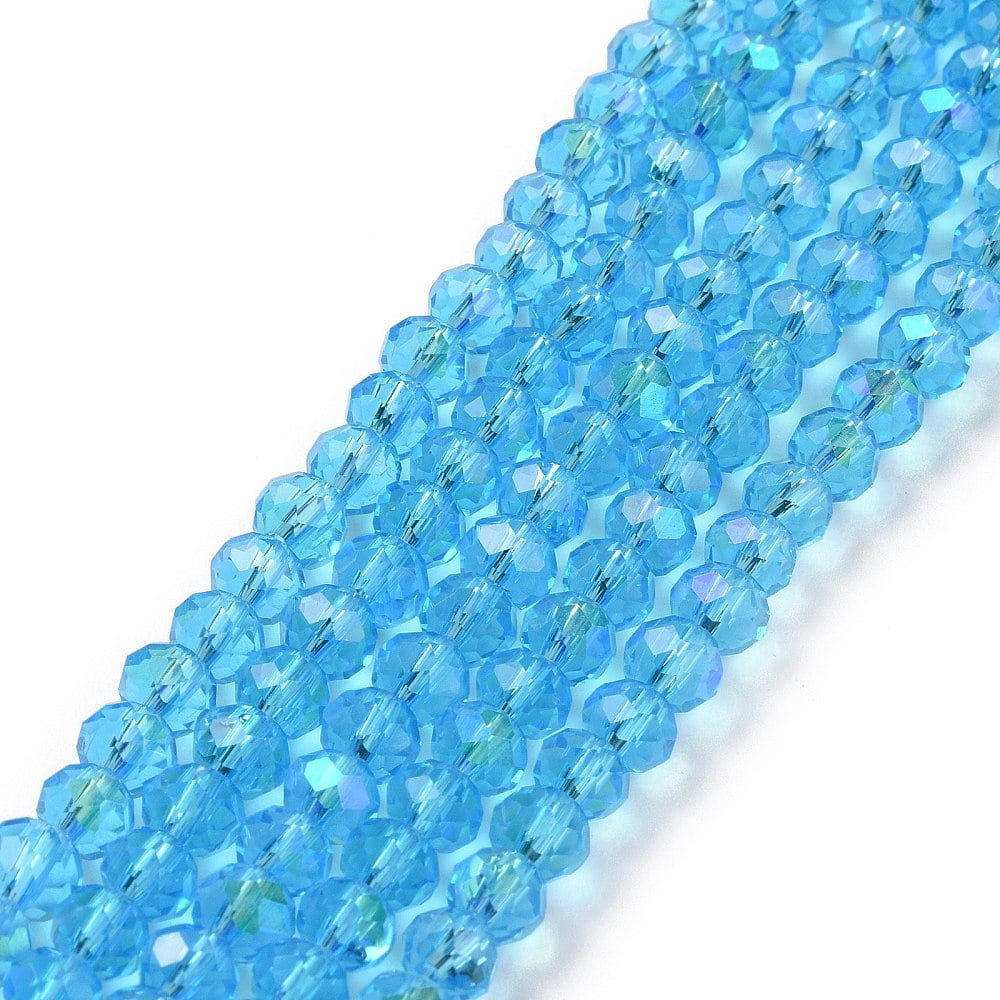 10 Strand Electroplate Glass Beads Strands Half Rainbow Plated Faceted ...