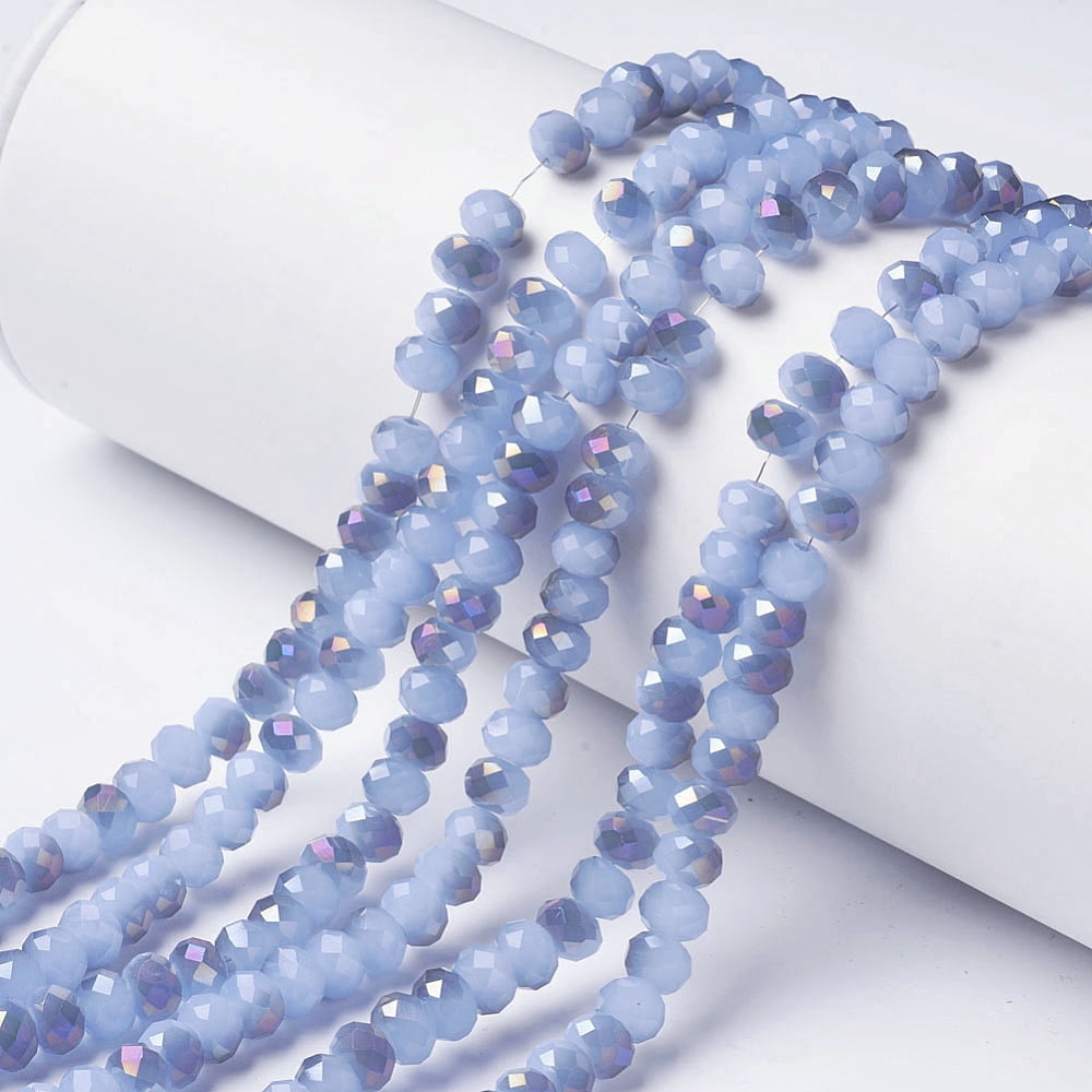 10 Strand Electroplate Glass Beads Strands Rondelle Cornflower Blue ...