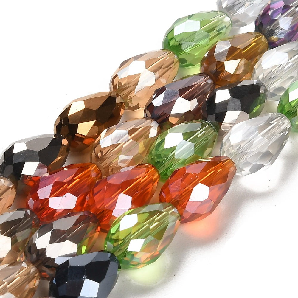 10 Strand Faceted Teardrop Glass Beads Strands Mixed Color 15x10mm Hole ...