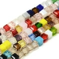 10 Strand Faceted Transparent Glass Cube Beads Strands Mixed Color ...