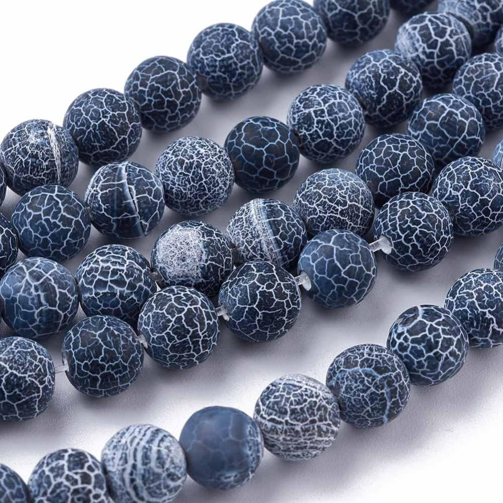 10 Strand Frosted Natural Weathered Agate Beads Strands Round Dyed ...