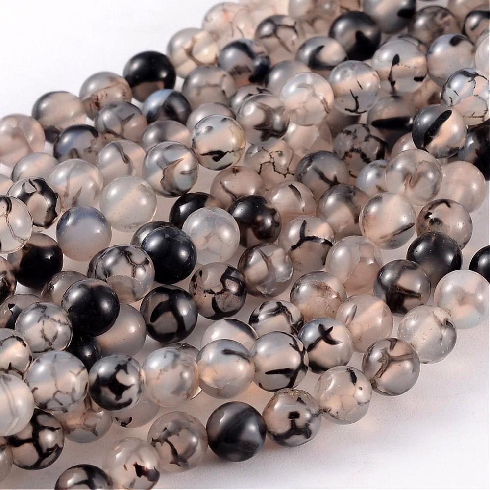 10 Strand Natural Dragon Veins Agate Beads Dyed Dragon Veins Beads Dyed ...