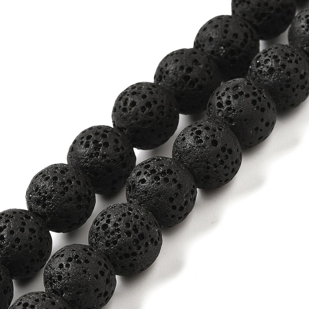 10 Strand Natural Lava Rock Bead Strands Dyed Round Black 8mm Hole: 2mm ...