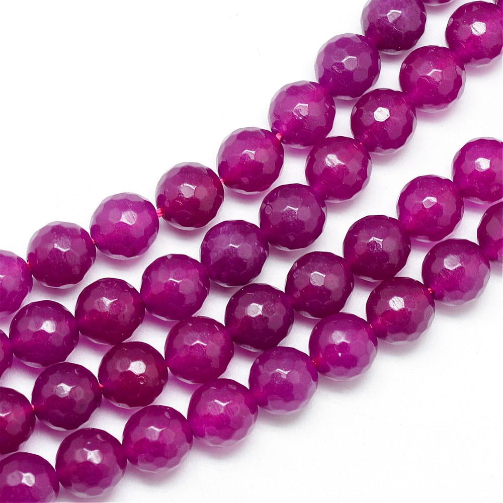 10 Strand Natural White Jade Bead Strands Dyed Faceted Round Medium ...