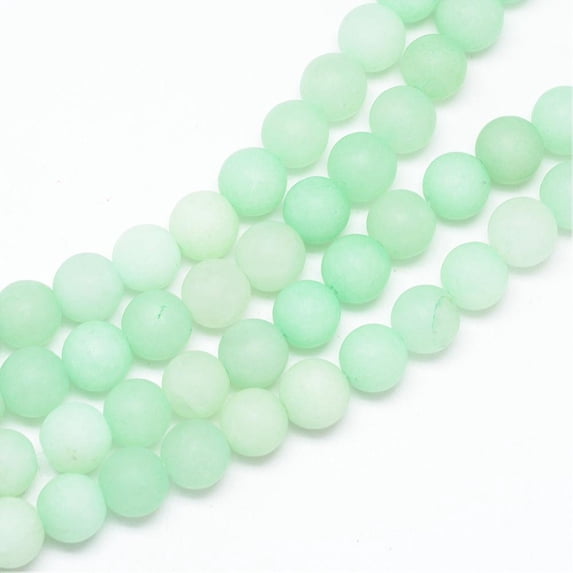 10 Strand Natural White Jade Bead Strands Dyed Frosted Round Aquamarine ...