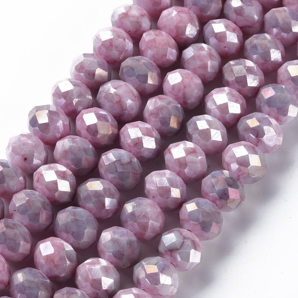 10 Strand Opaque Baking Painted Glass Beads Strands Faceted Rondelle ...