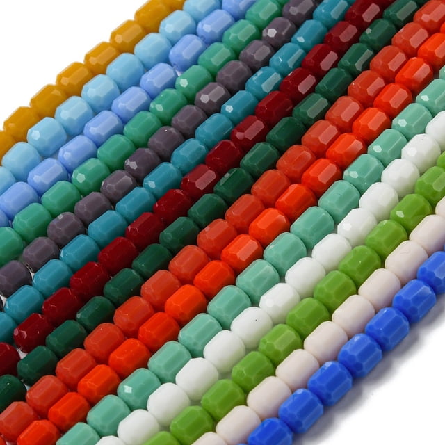 10 Strand Opaque Glass Beads Strands Faceted Barrel Mixed Color 6.5 ...