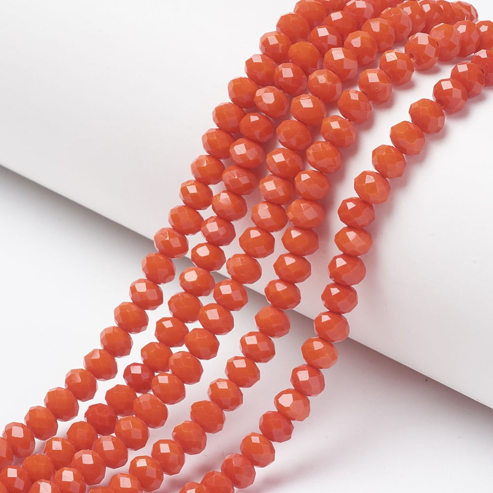 10 Strand Opaque Solid Color Glass Beads Strands Faceted Rondelle ...