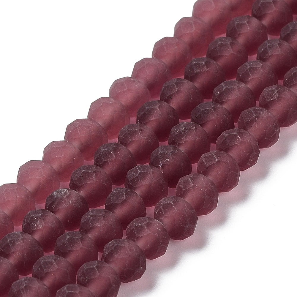 10 Strand Transparent Glass Beads Strands Faceted Frosted Rondelle ...