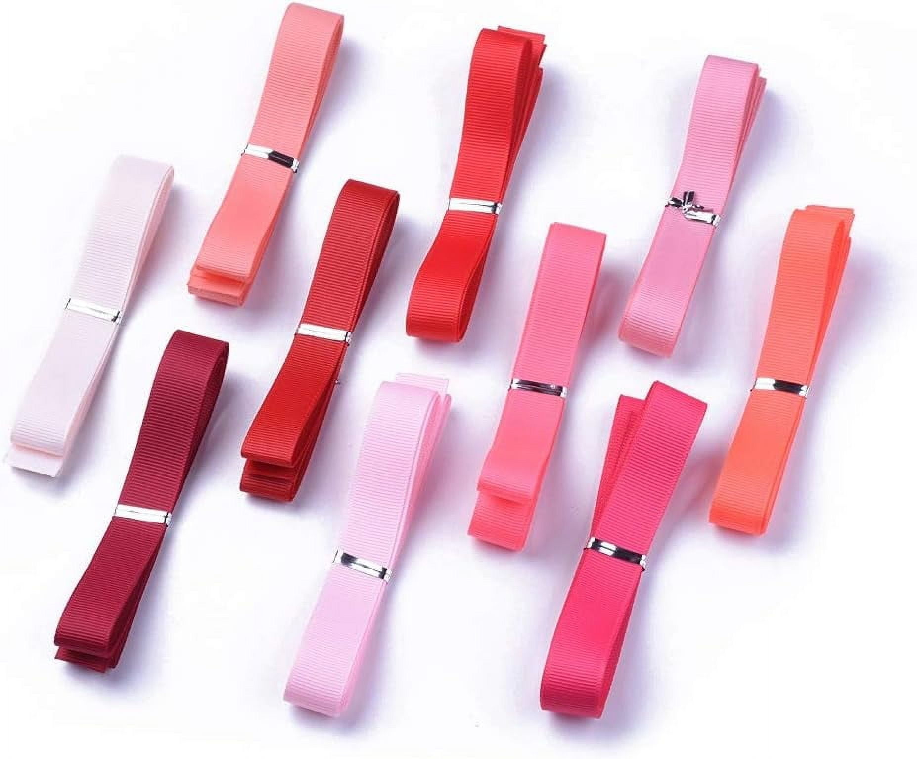 10 Strands Grosgrain Ribbons Red Series Mixed Color Polyester Ribbons 5 ...