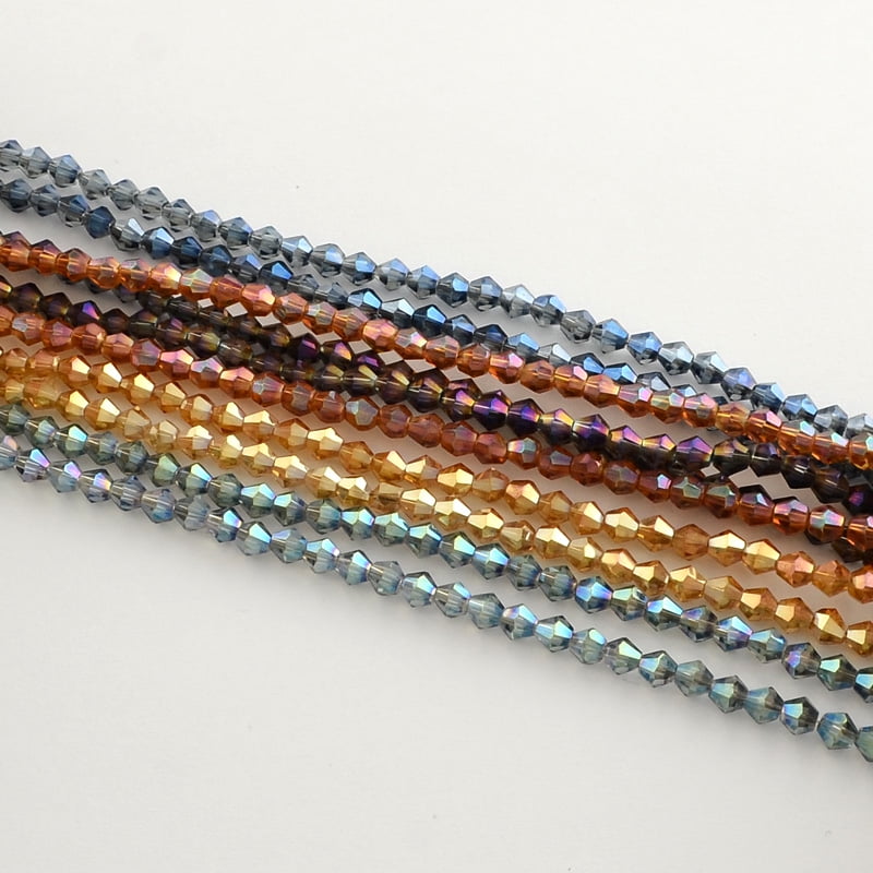 10 Strands Multicolored Faceted Bicone Electroplate Glass Bead Strands ...