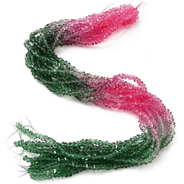 10 Strands Transparent Glass Bead Strands Segmented Multi-color Beads ...