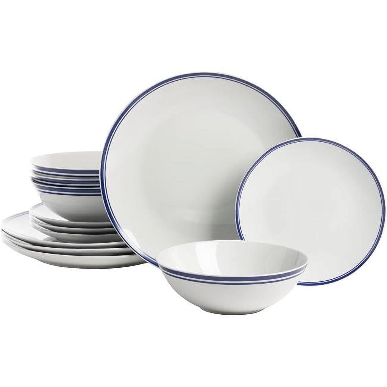 10 Strawberry Street SM-1200-CP-B 12 Piece Round Coupe Dinnerware Set ...
