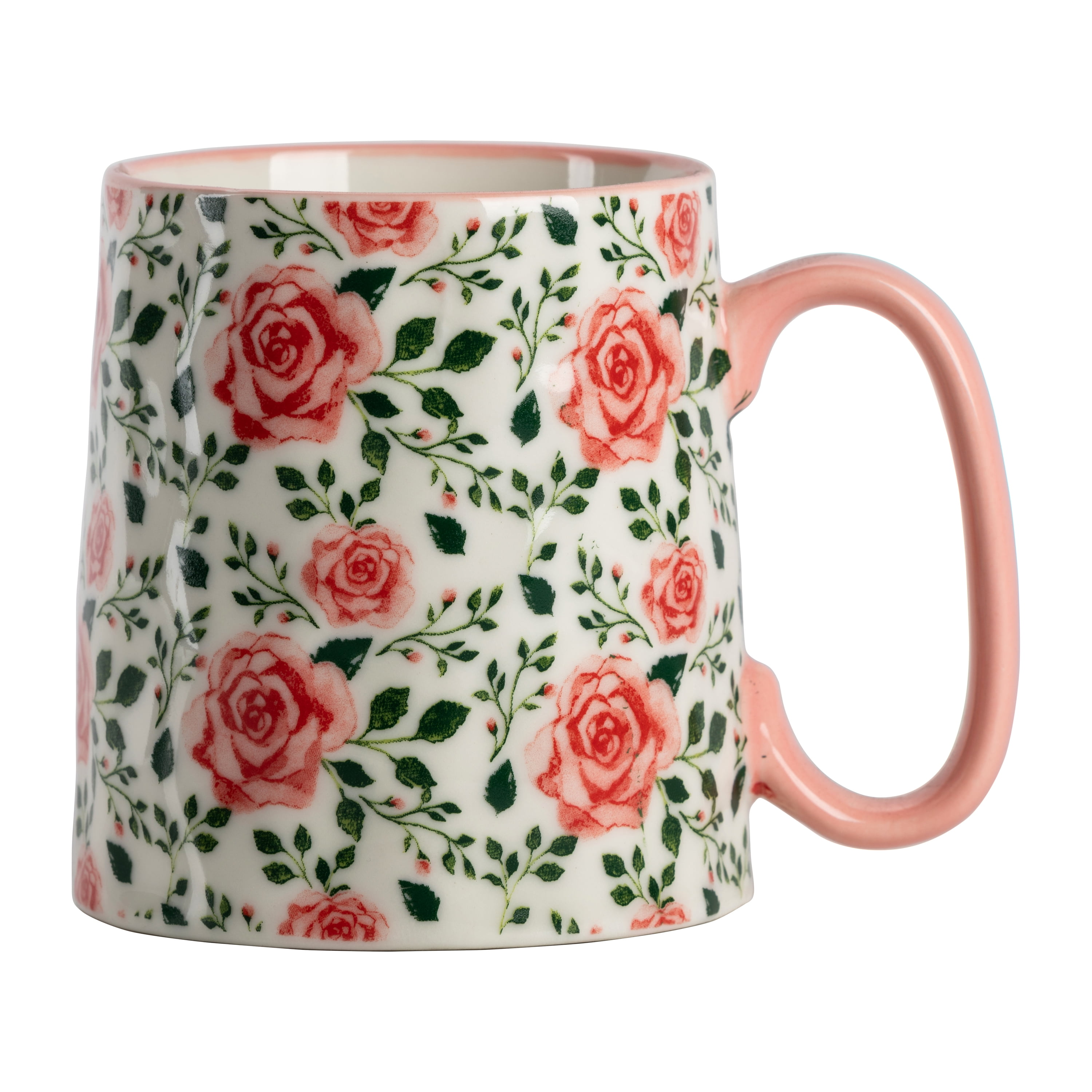 10 Strawberry Street Bella Laguna Rose 14 oz Ceramic Coffee Mugs, Set ...