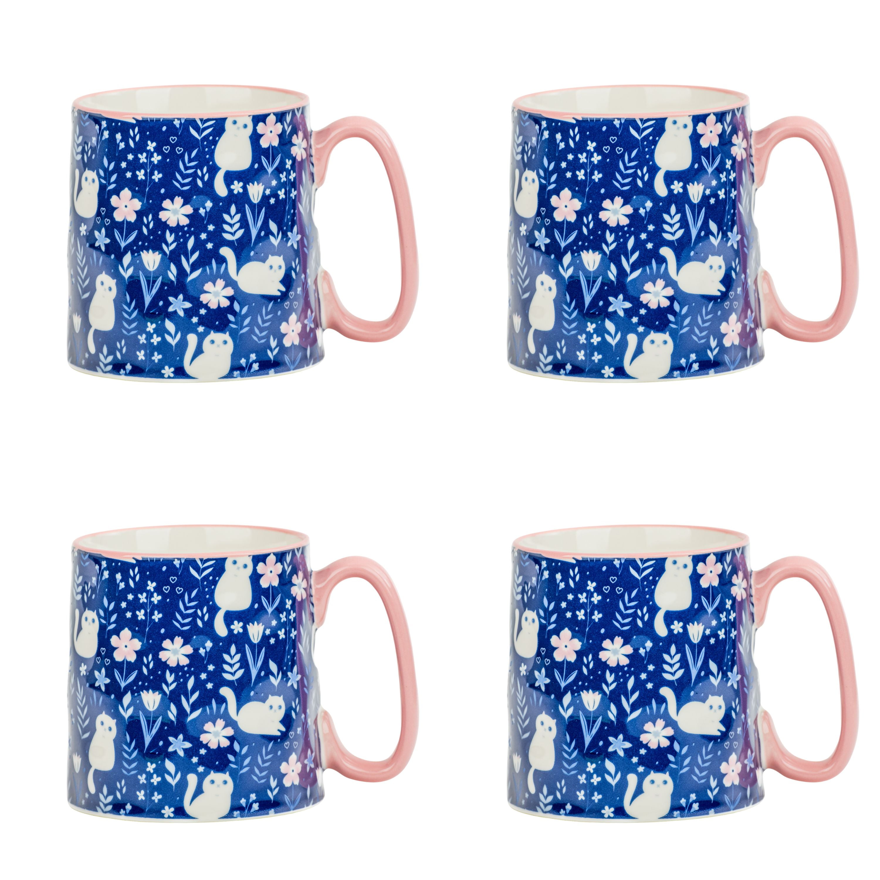 10 Strawberry Street Bella Mug, Curious Kitty, Set of 4 - Walmart.com