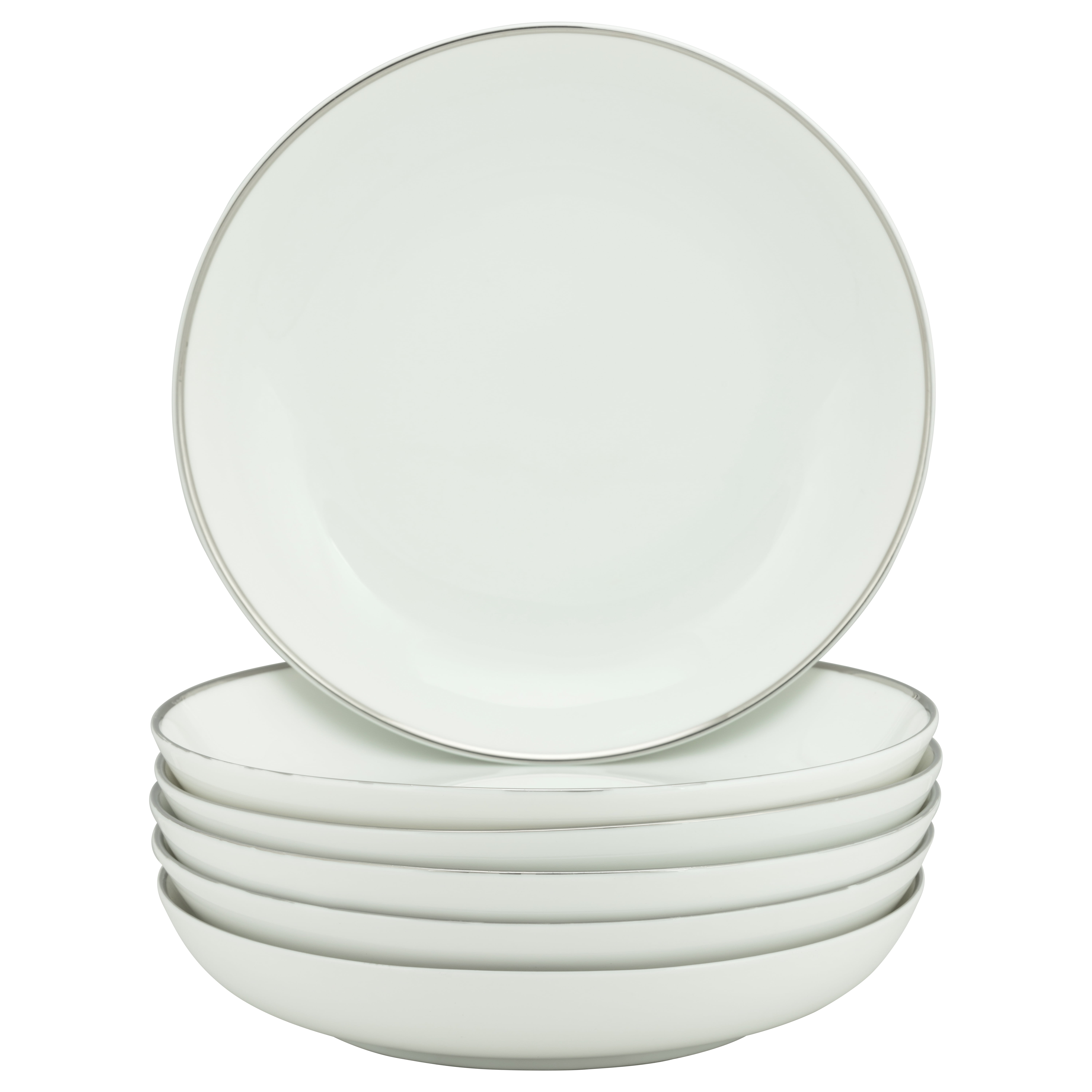 10 Strawberry Street Coupe Silver Line Porcelain Soup Plate Set of 6 ...