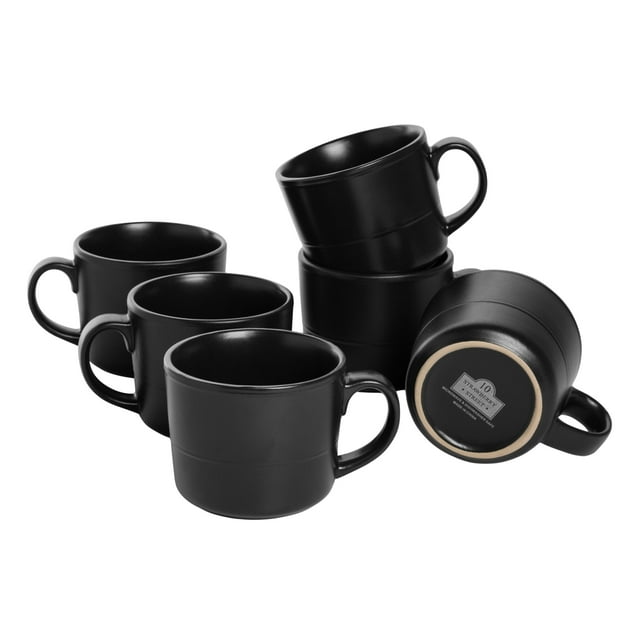10 Strawberry Street Double Line Stoneware Mug Set - 12 fl oz - Walmart.com