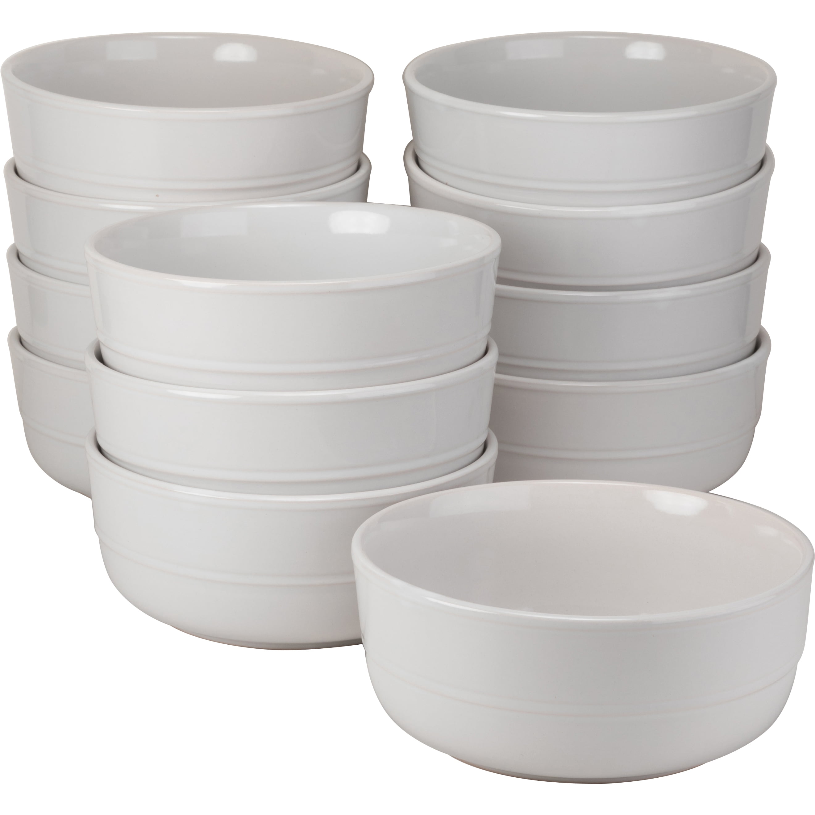 Ten Strawberry Street Double Line Set of 12 White 6in 24oz Versatile ...