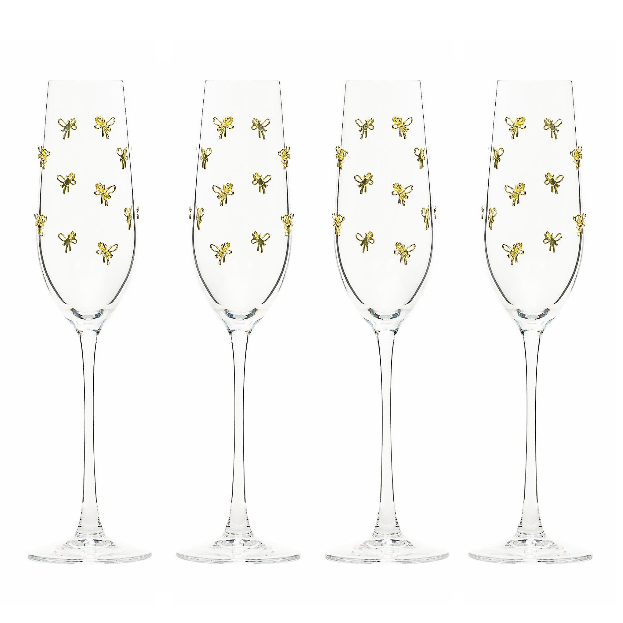 10 Strawberry Street Gold Bow Glassware, Flute, Set of 4 - Walmart.com