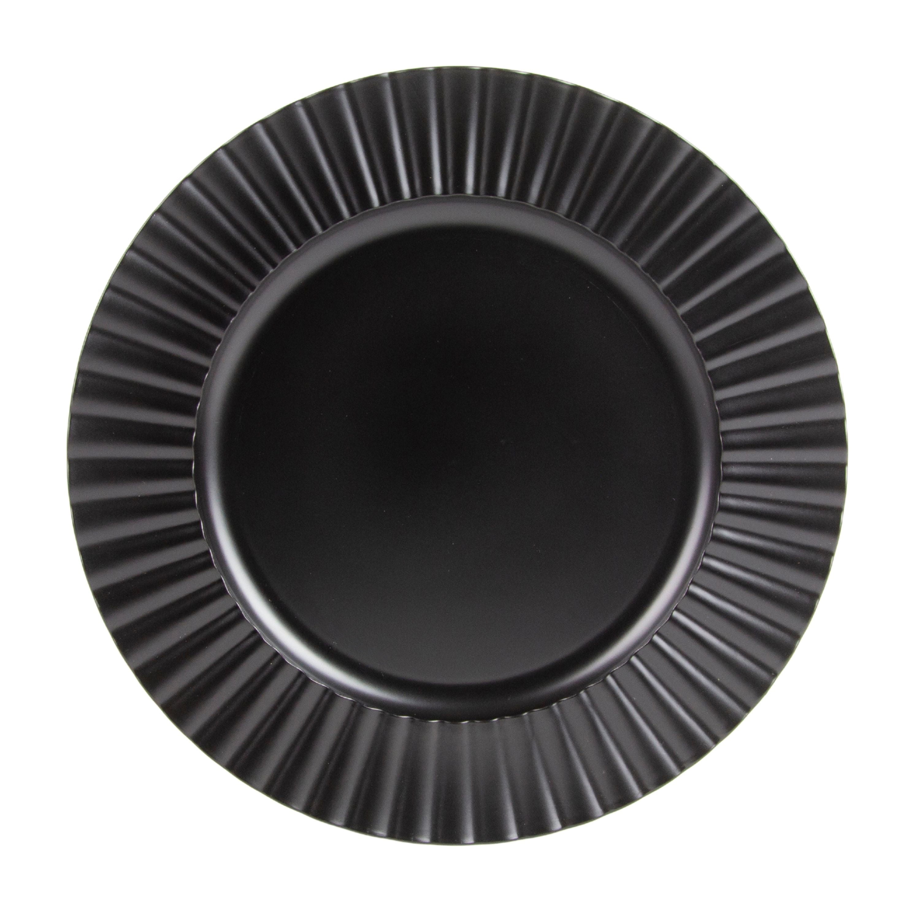 10 Strawberry Street Matte Black Sunburst 13" Round Lacquer Charger ...