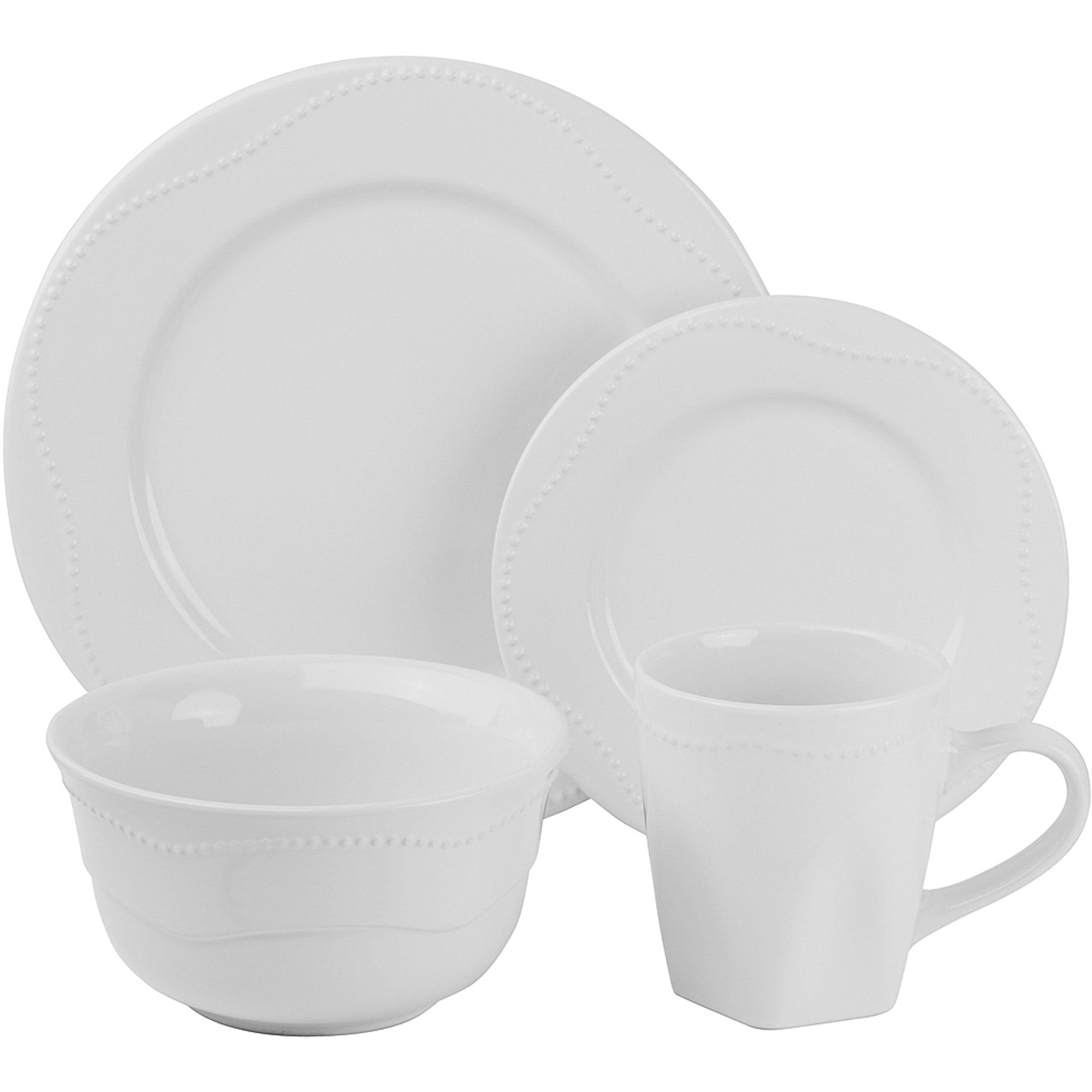 10 Strawberry Street Nova Beaded Round 16-Piece Dinnerware Set ...