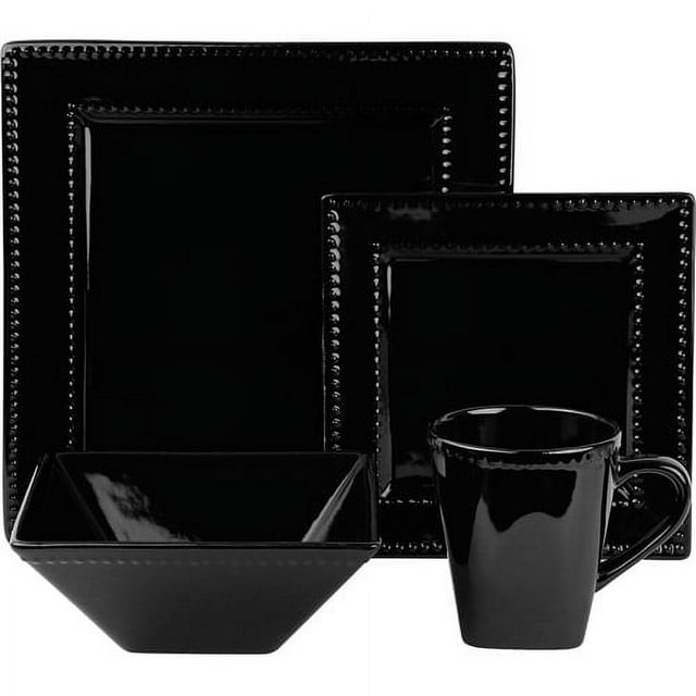 10 Strawberry Street Nova Beaded Square 16-Piece Dinnerware Set ...