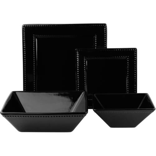 10 Strawberry Street Nova Beaded Square 19-Piece Dinnerware Set ...