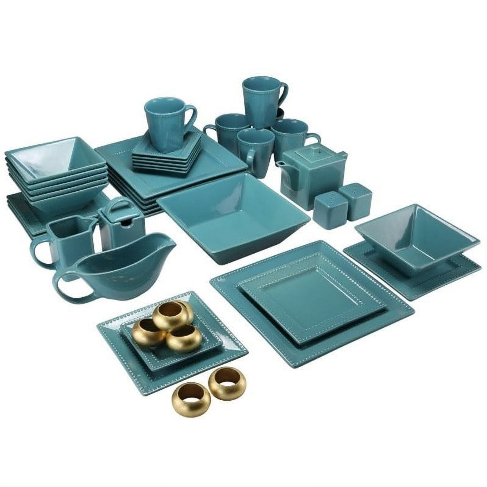 10 Strawberry Street Nova Beaded Square 45-Piece Dinnerware Set ...