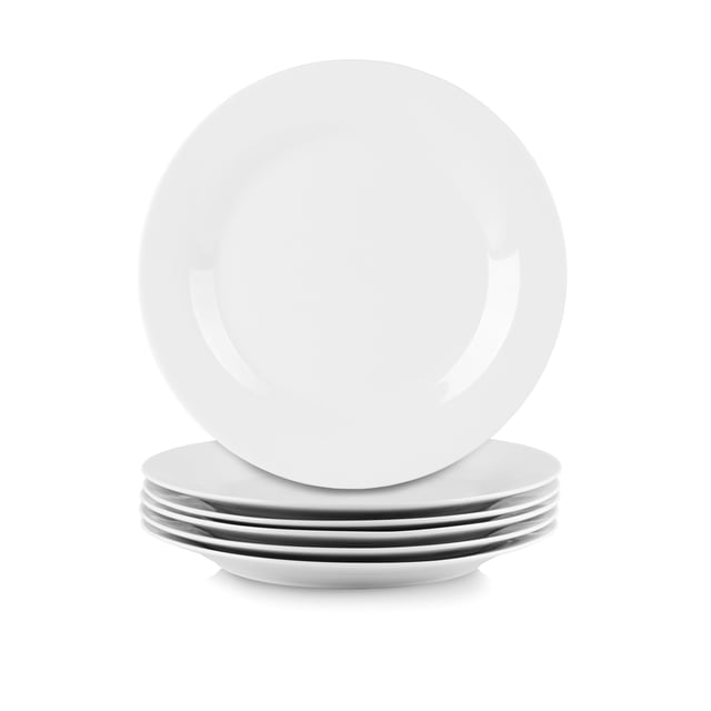 10 Strawberry Street Simply White 10.5" Round Ceramic Dinner Plate, Set ...