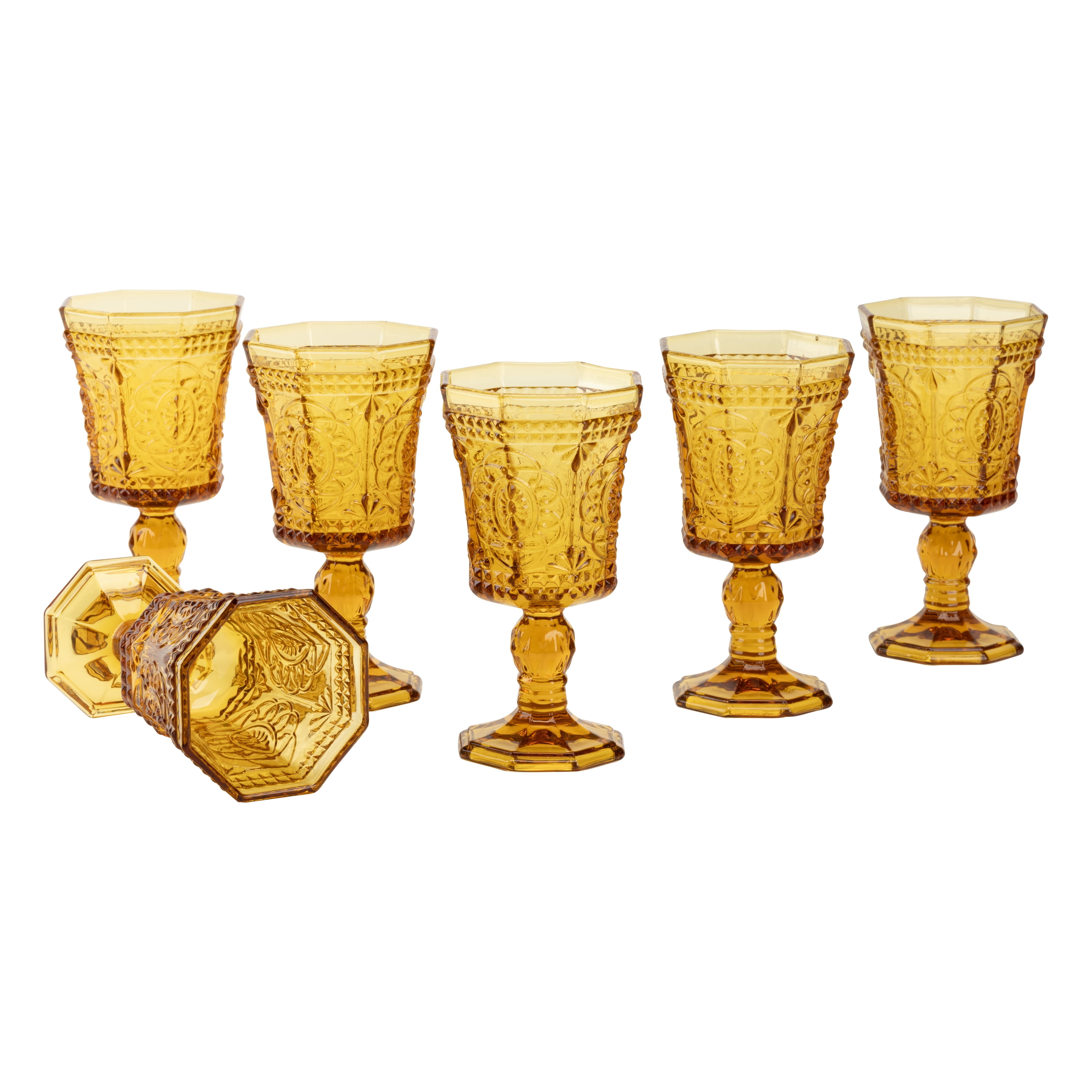 10 Strawberry Street Vatican 8 Oz Red Wine Glass, Set of 6, Amber Glass ...