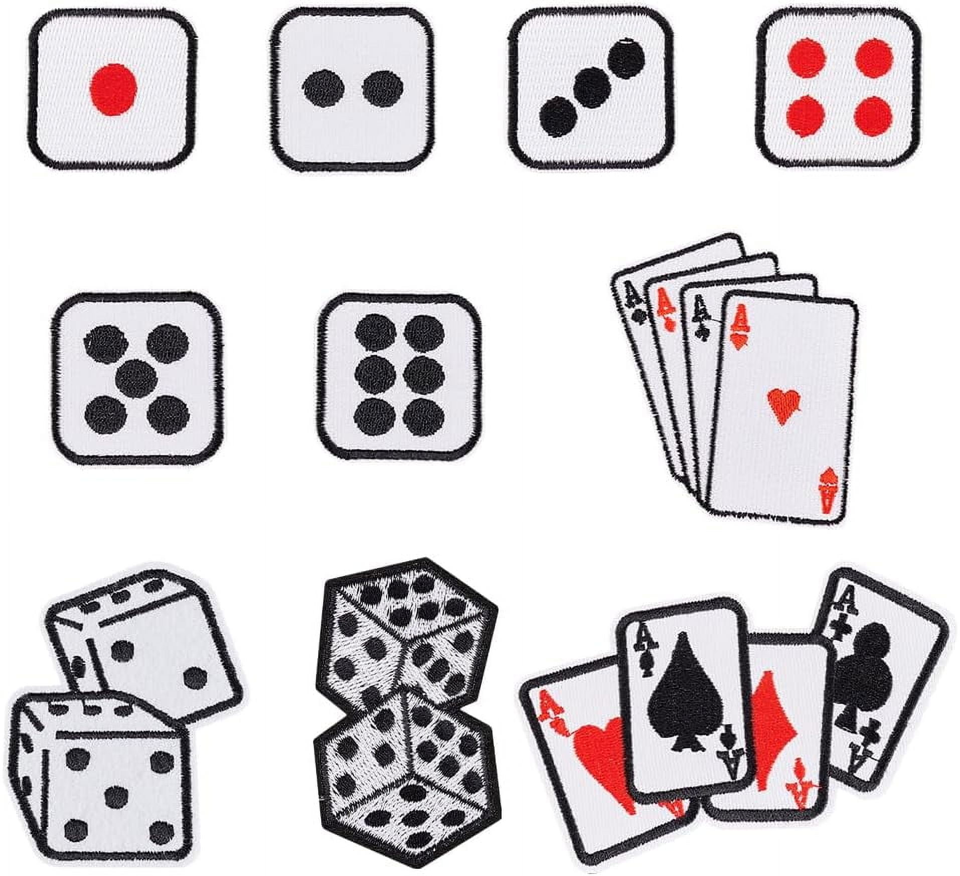 10 Style Dice Poker Ace Clothes Patch Iron on Embroidered Applique Roll of Dice Embroidered ...