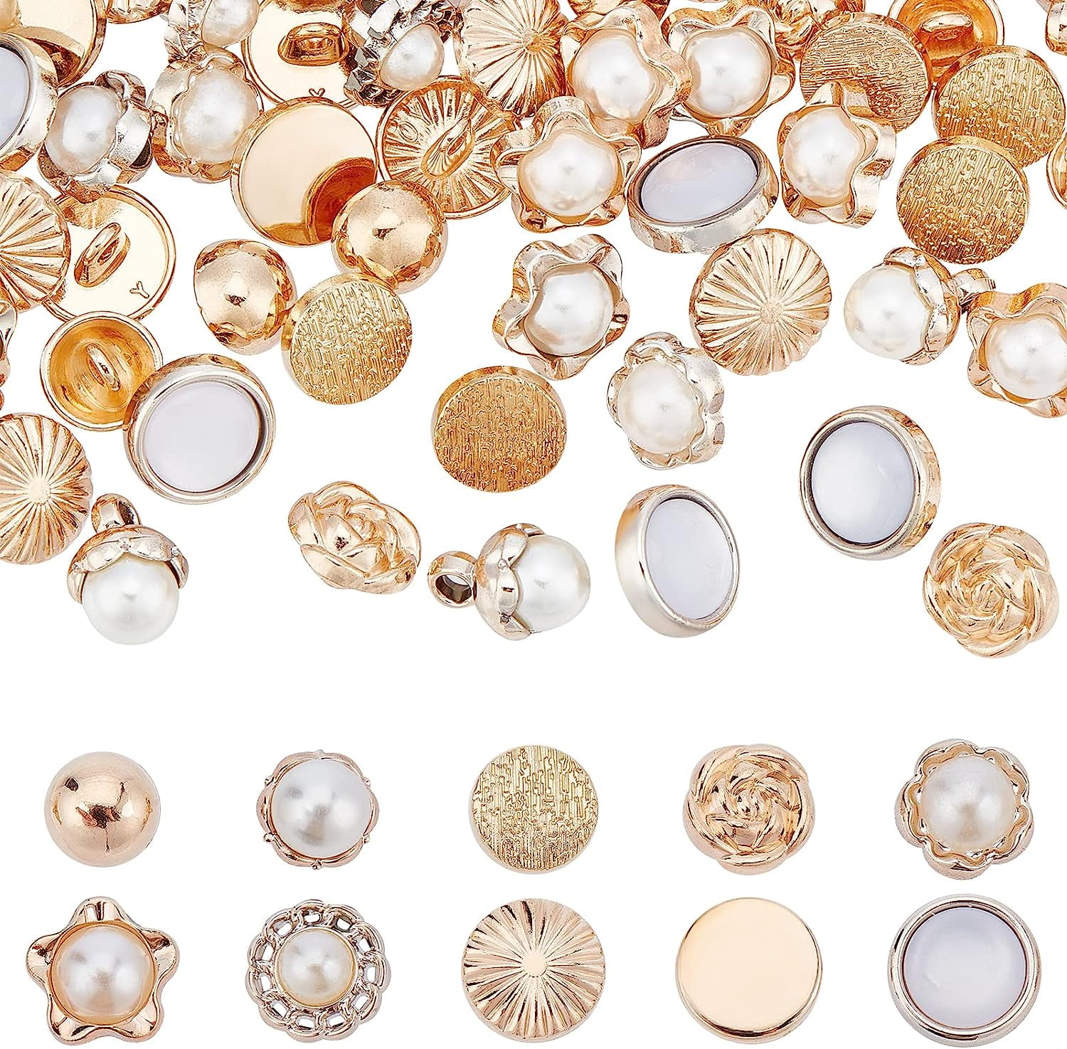 10 Style Faux Pearl Buttons 100pcs Flower Pearl Sewing Crafts with ...