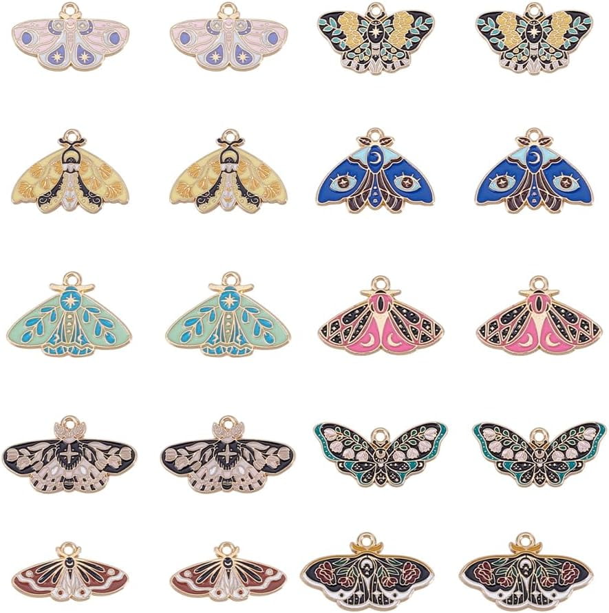 10 Styles 20Pcs Colorful Butterfly Moth Charms Enamel Metal Flying ...