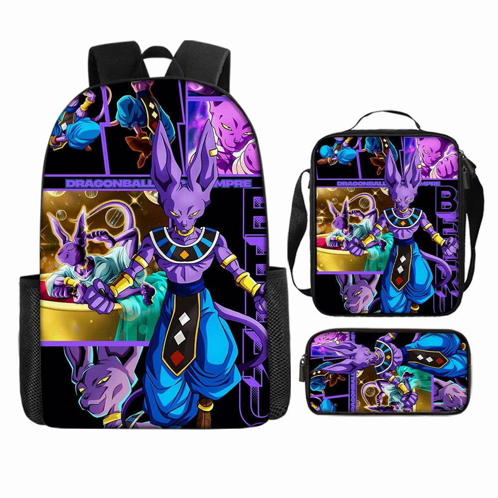 10 Styles Anime Warrior Print 3-Piece Backpack Set, Casual Daypack with ...