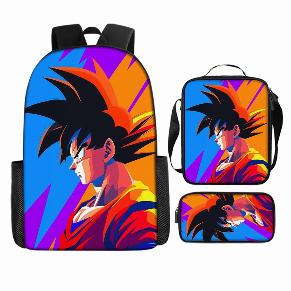 10 Styles Anime Warrior Print 3-Piece Backpack Set, Casual Daypack with ...