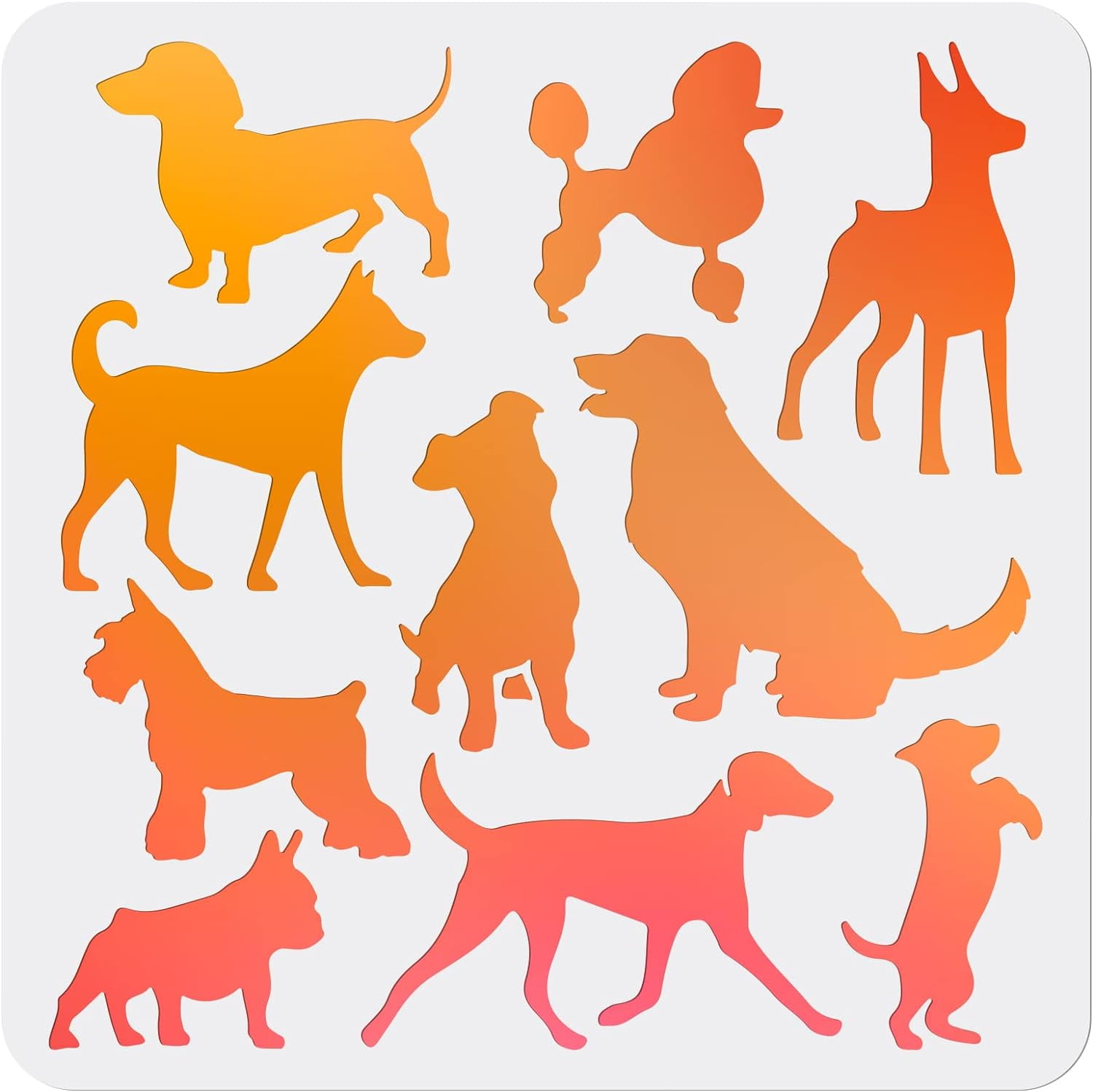 10 Styles Dog Stencil Dog Drawing Stencils 11.8×11.8inch Reusable ...