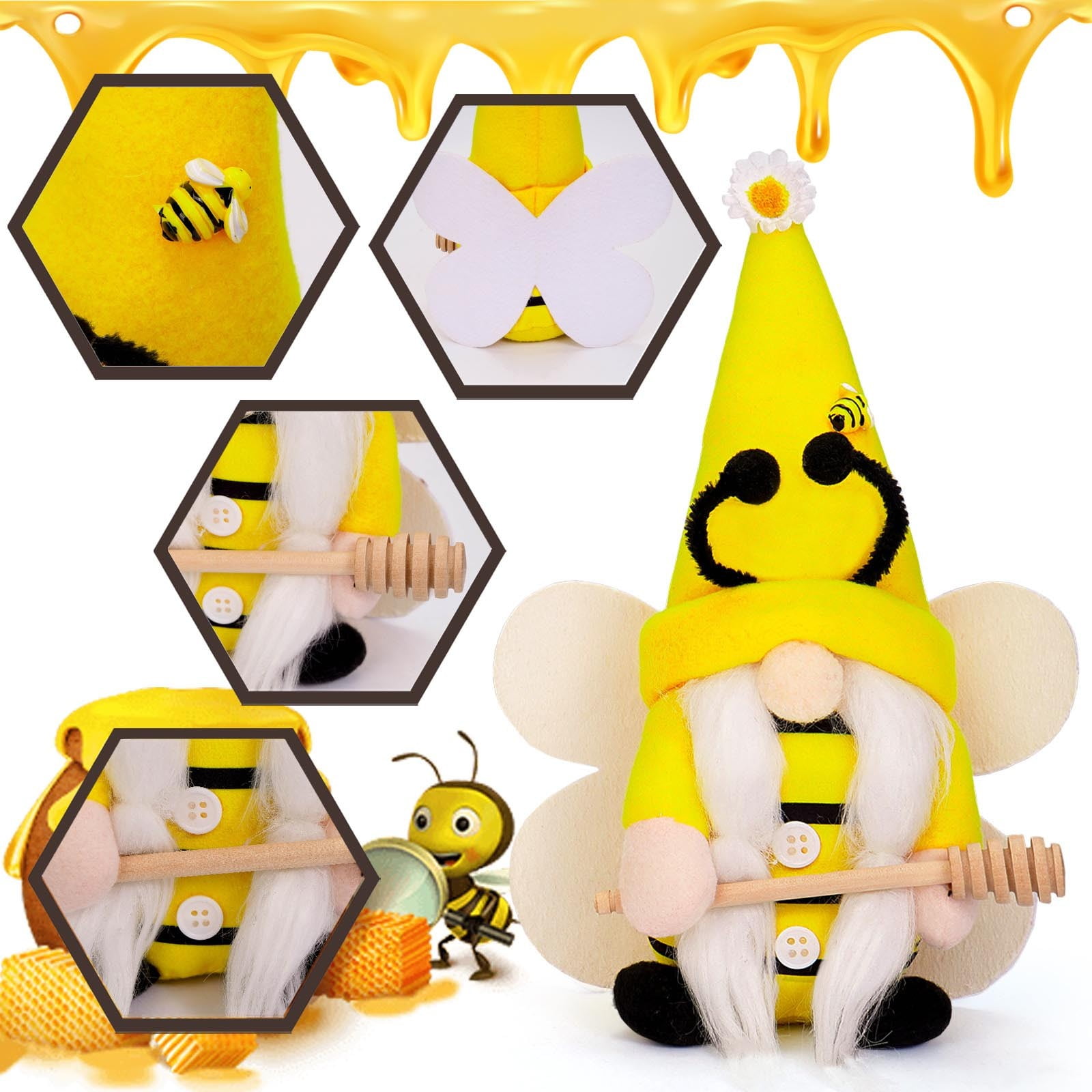 Under 10, Sunflower Goblin Doll Rudolf Faceless Bee Fest Ornament, Cute ...