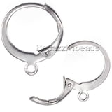 10 Surgical 304 Grade Silver Stainless Steel Round Hoop Leverback ...