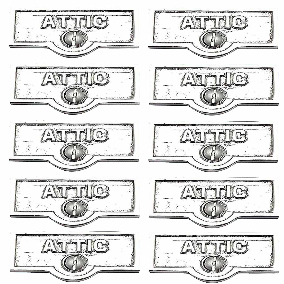 10 Switch Plate Tags ATTIC Name Signs Labels Chrome Brass Traditional ...