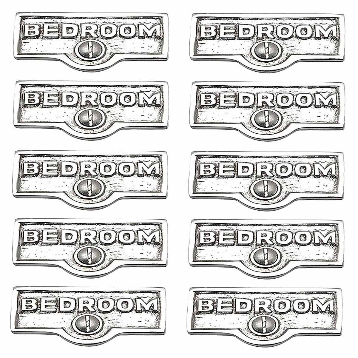 10 Switch Plate Tags BEDROOM Name Signs Labels Chrome Brass Traditional ...