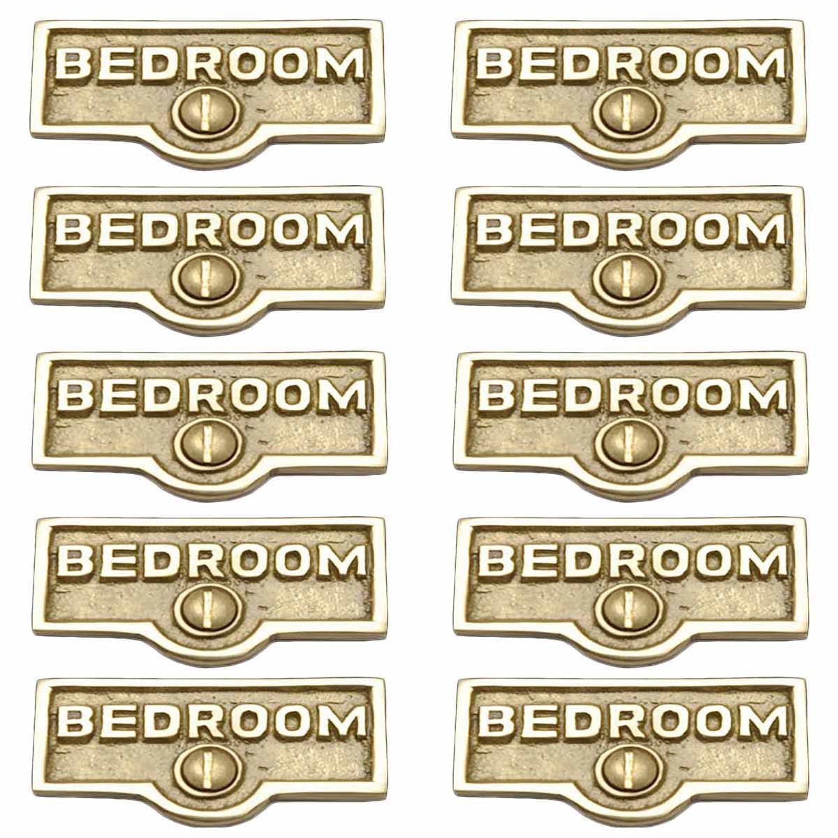 10 Switch Plate Tags BEDROOM Name Signs Labels Lacquered Brass ...