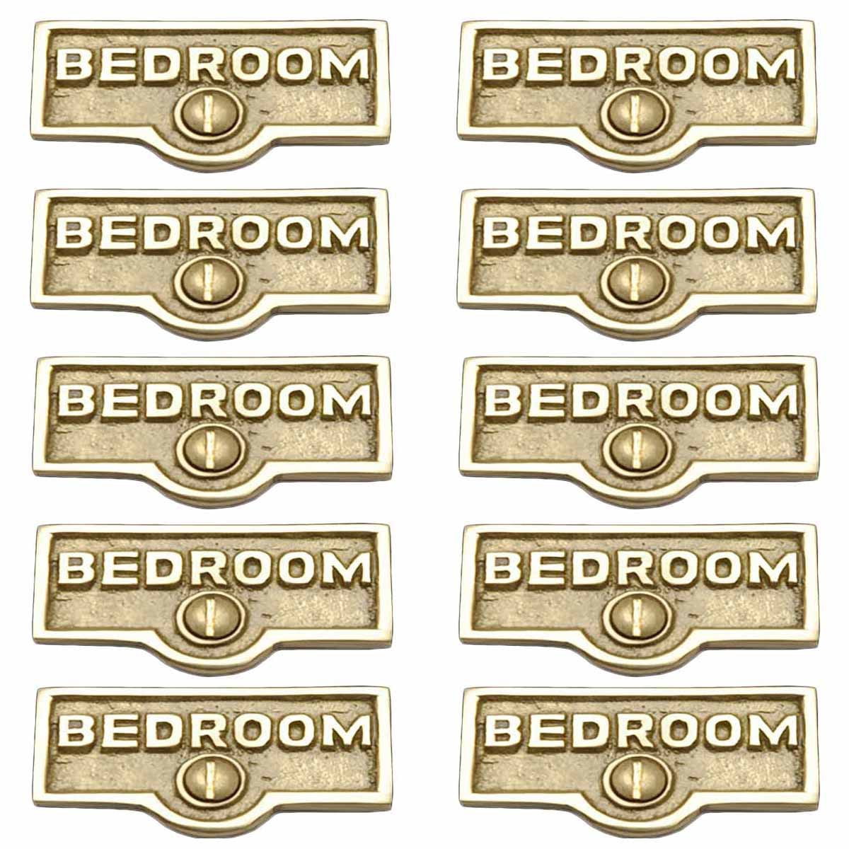 10 Switch Plate Tags BEDROOM Name Signs Labels Lacquered Brass ...